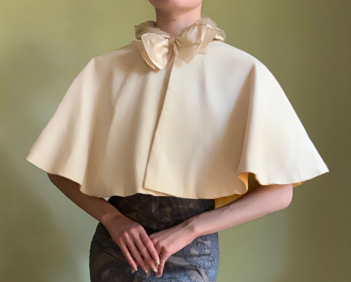 Antique Capelet Ivory and Yellow Cape With Collar Handmade - Etsy