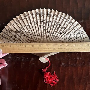 Vintage Wooden Hand Fan, Folding Fan With Woodcut Design - Etsy