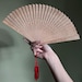 Vintage Wooden Hand Fan, Folding Fan With Woodcut Design - Etsy