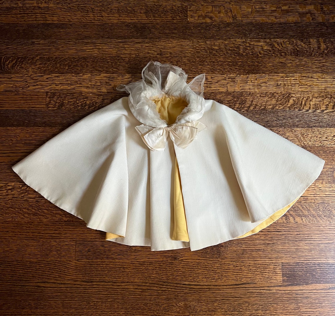 Antique Capelet Ivory and Yellow Cape With Collar Handmade - Etsy