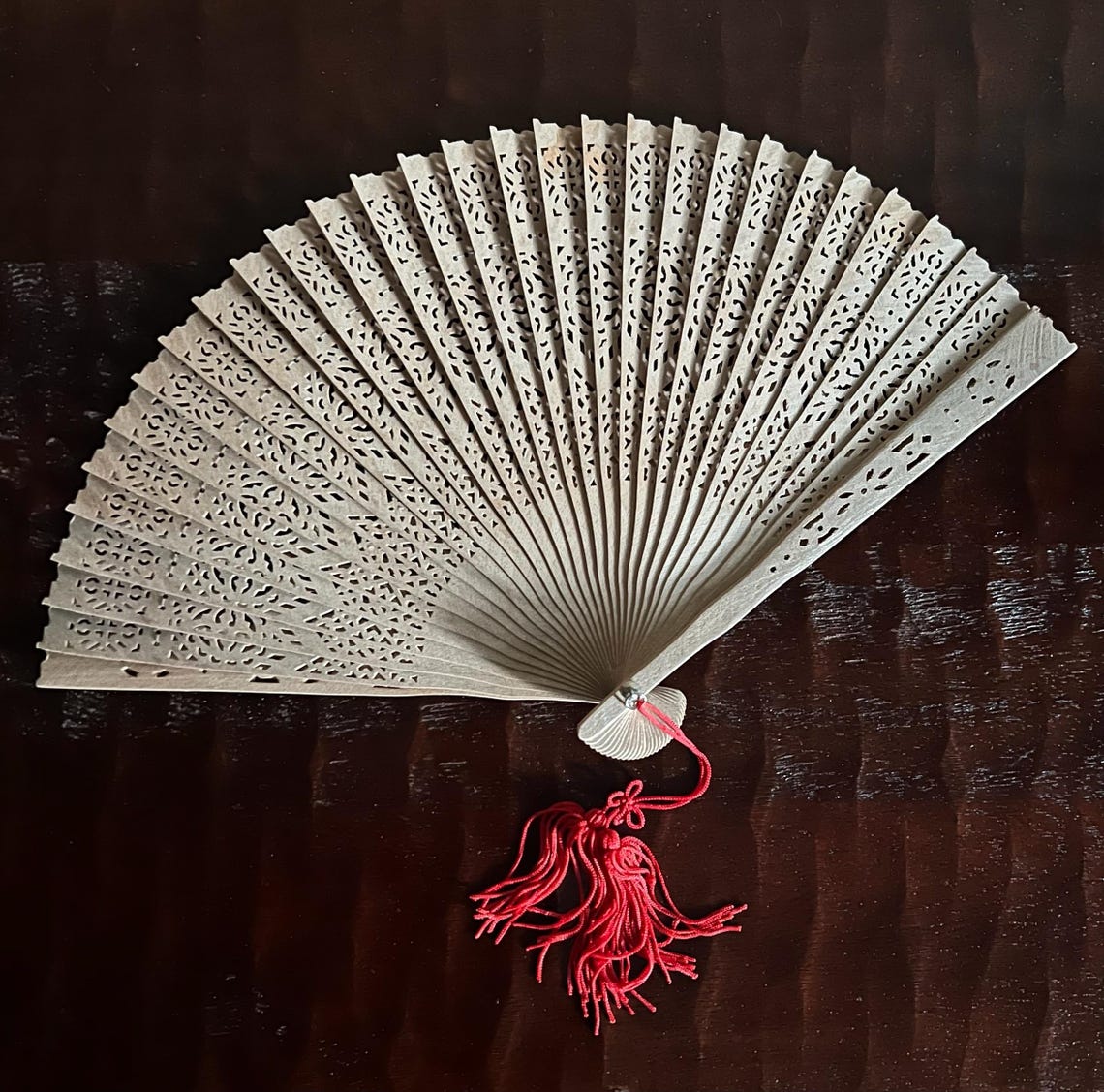 Vintage Wooden Hand Fan, Folding Fan With Woodcut Design - Etsy