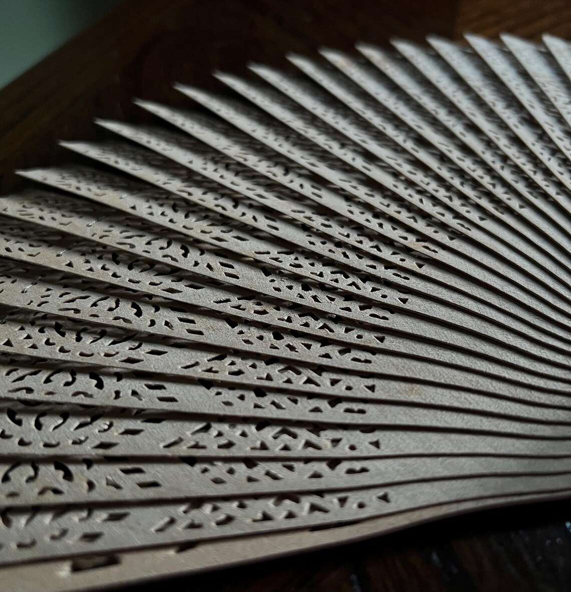 Vintage Wooden Hand Fan, Folding Fan With Woodcut Design - Etsy