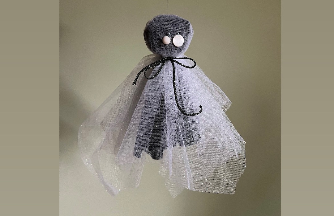 Sparkle Ghost Poppet, Handmade Vintage Fabric Halloween Doll Decoration ...
