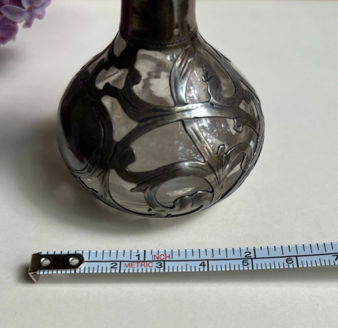 Sterling Silver Fragrance Bottle, Empty, Glass With Silver Overlay ...