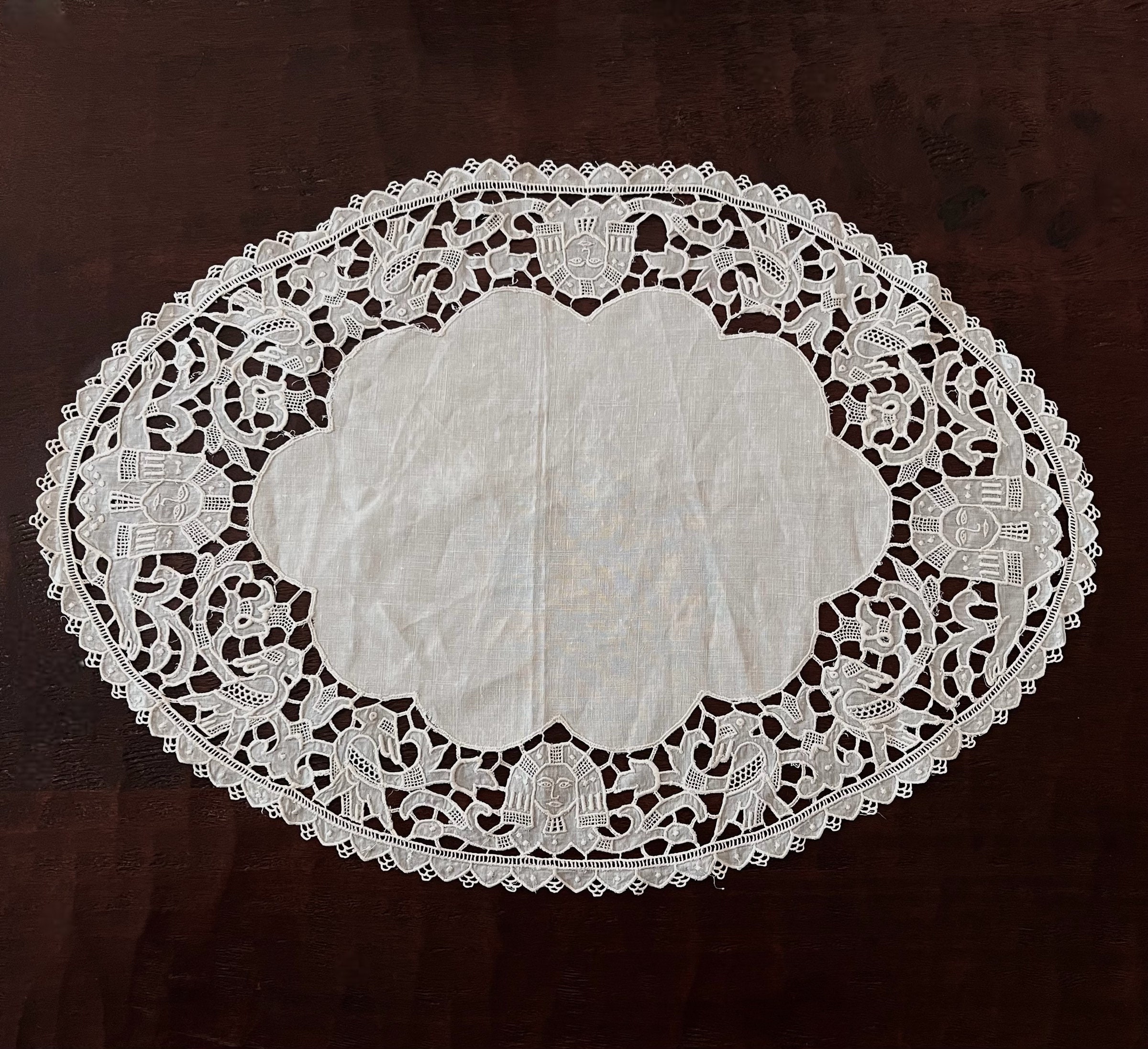 Egyptian Pharaoh Doilies, Rare Antique Embroidered Linens, Set of 2 ...