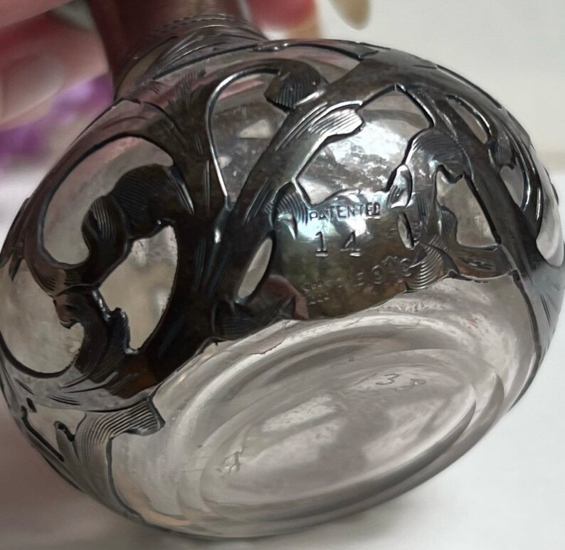 Sterling Silver Fragrance Bottle, Empty, Glass With Silver Overlay ...