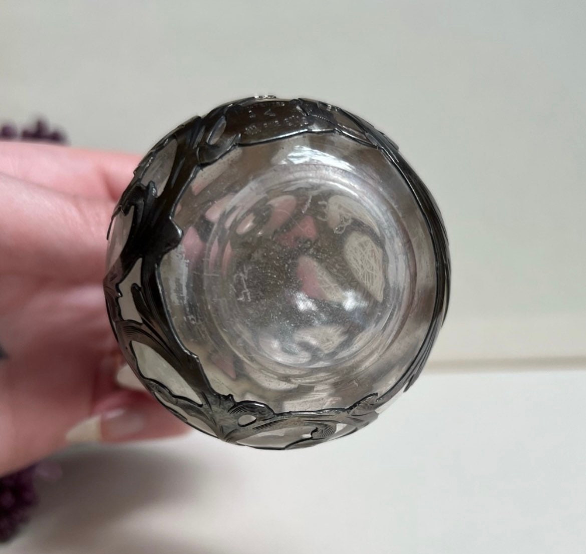 Sterling Silver Fragrance Bottle, Empty, Glass With Silver Overlay ...