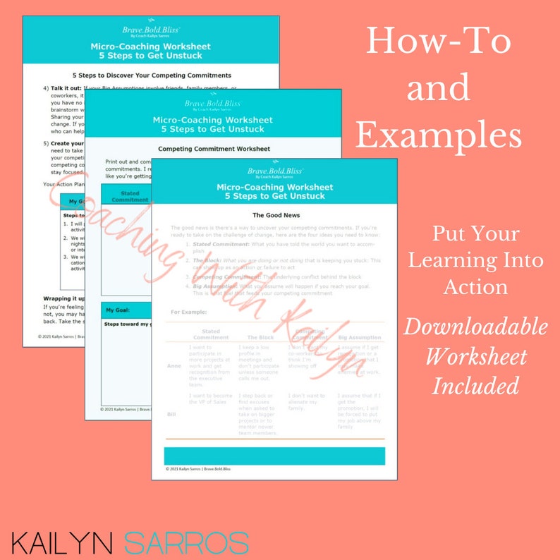 Personal Development Coaching Lesson and Worksheet - Get Unstuck and ...