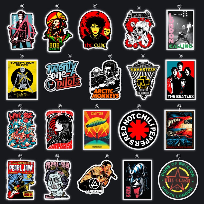 Rock N Roll Classic Stickers - Vinyl Stickers Bundle - Etsy