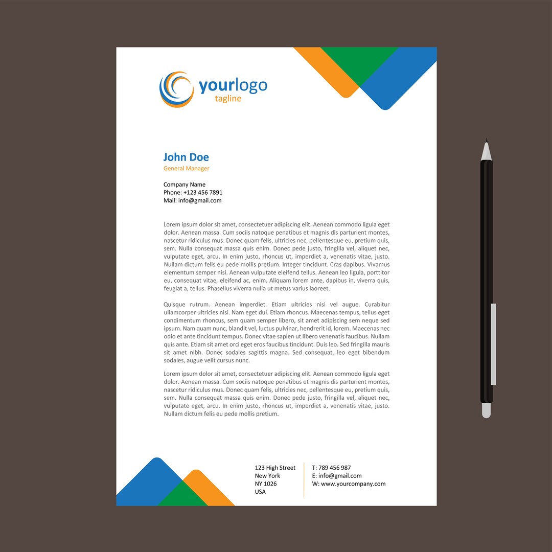 Microsoft Word Letter and A4 Sizes Business Corporate Letterhead ...