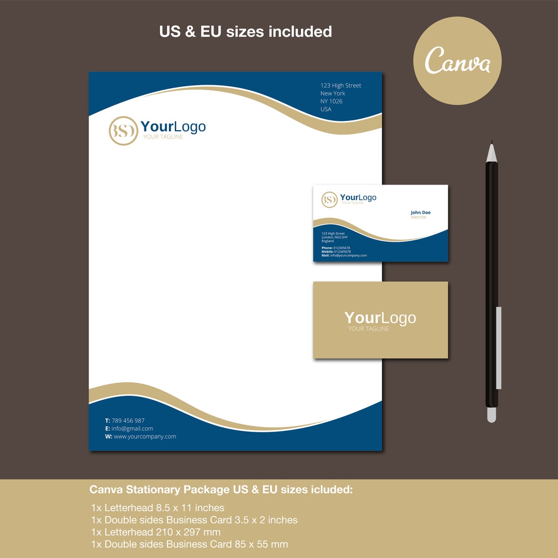 Professional Stationary Template Instant Download Canva Template ...