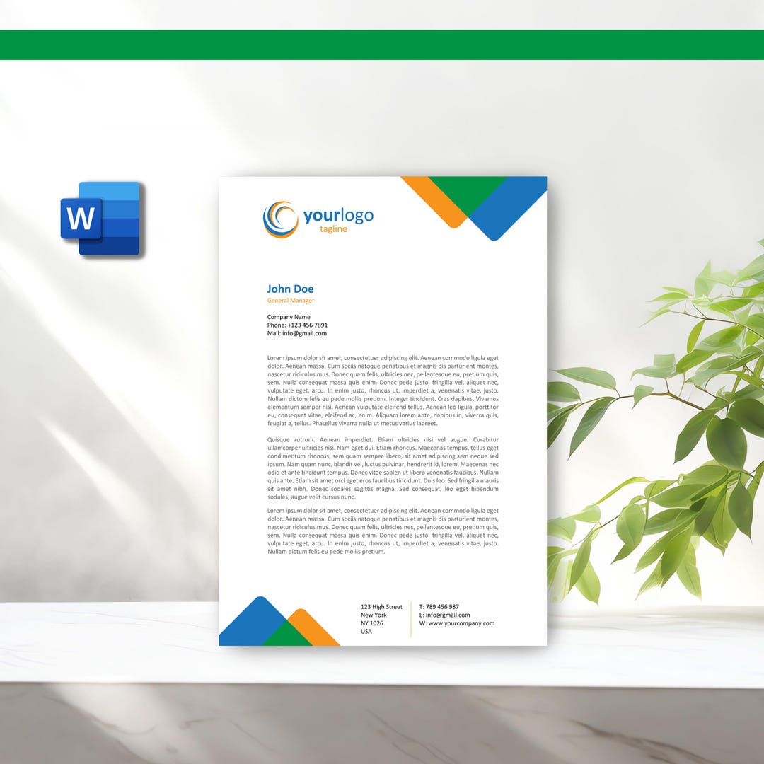 Microsoft Word Letter and A4 Sizes Business Corporate Letterhead ...