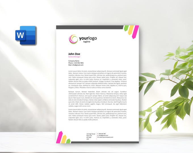 Microsoft Word Canva Letter and A4 Sizes Business Corporate Letterhead ...