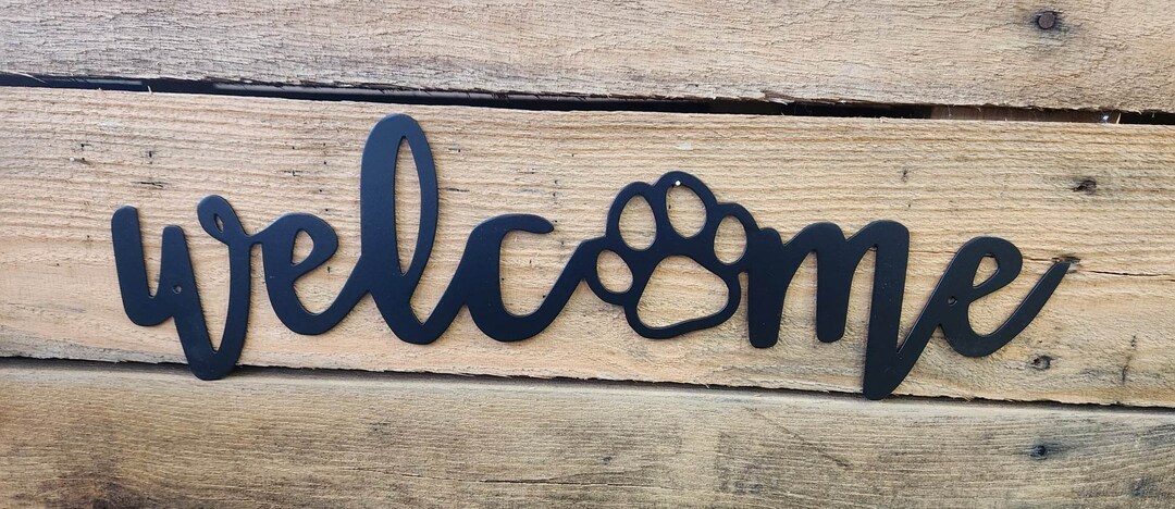 Welcome Sign With Dog Paw - Etsy