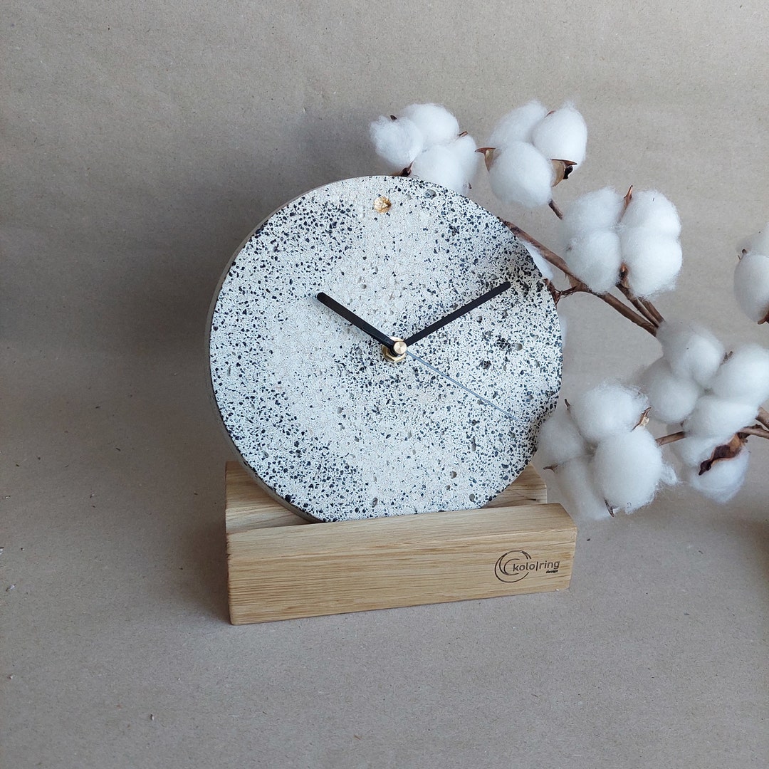 RUTA20 Concrete Table Clock 20cm, Handmade Desk and Wall Clock ...