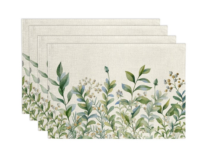Eucalyptus Leaves Placemats Spring Decor Table Decor Seasonal Placemat Leaves Placemats - Etsy