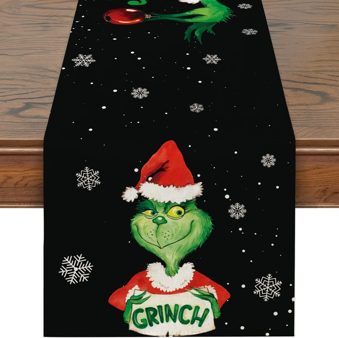 Grinch Table Runner Christmas Decor Winter Decor Merry Grinchmas Table ...