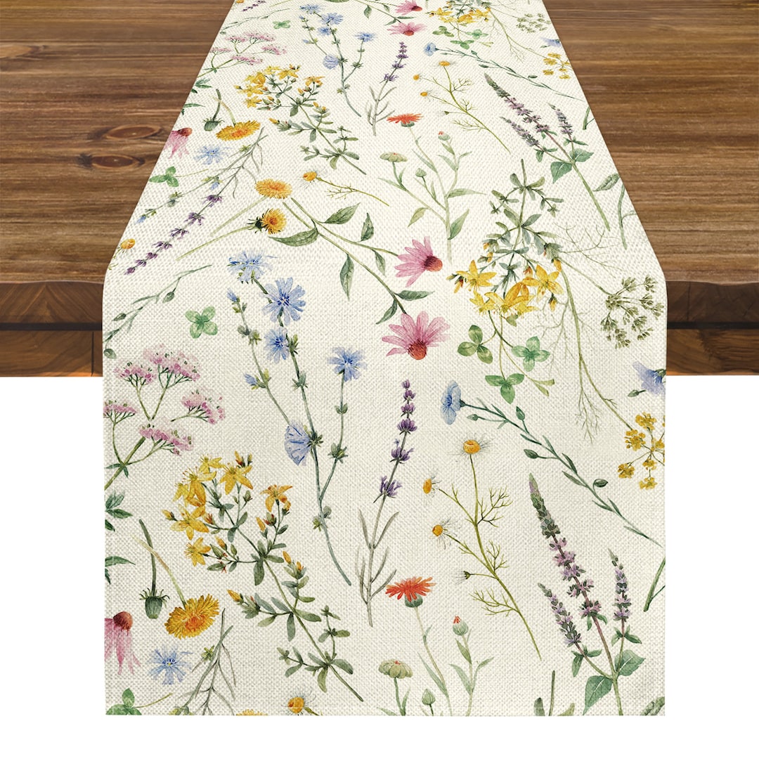 Floral Table Runner, Wildflower Table Decor, Spring/summer Kitchen ...