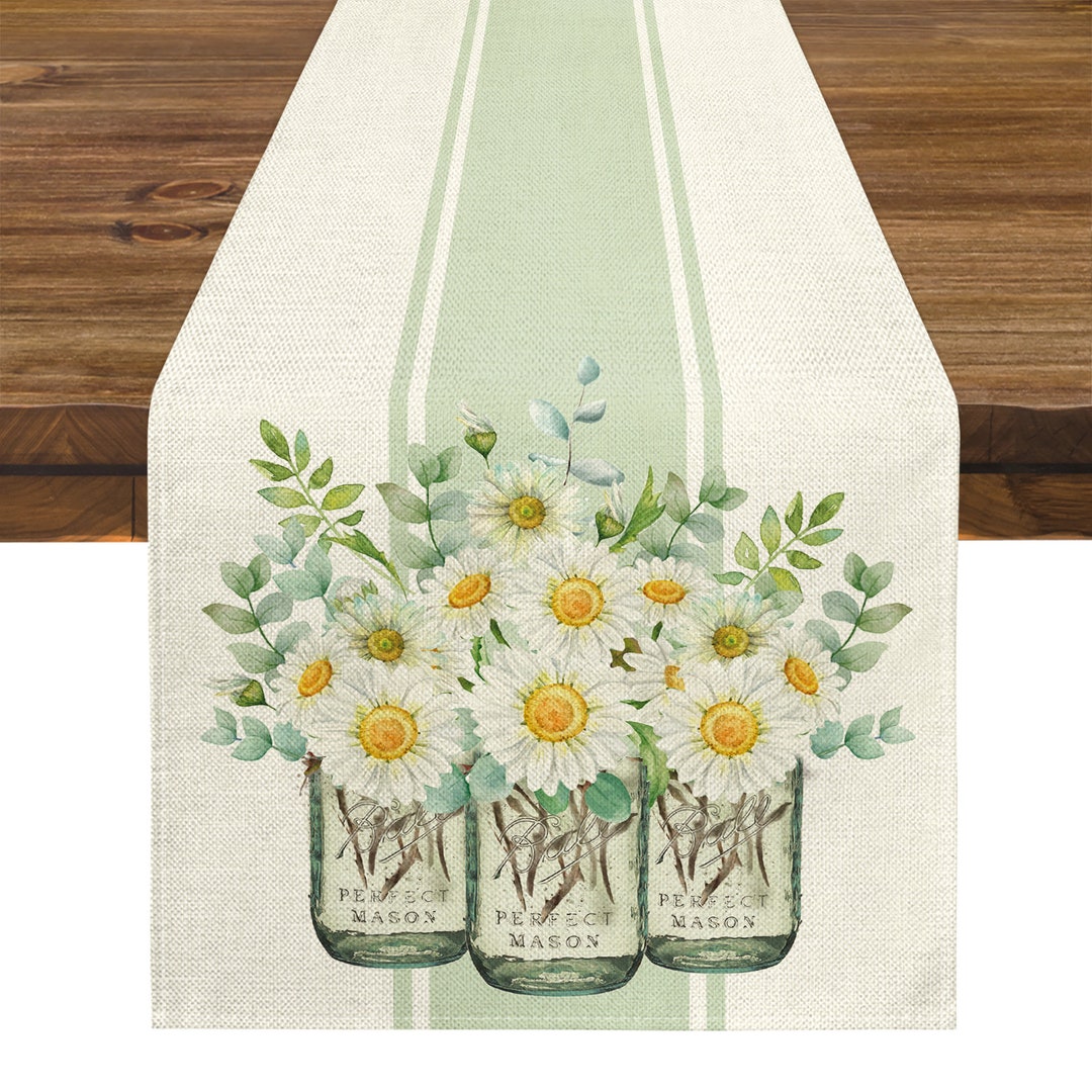 Daisy Table Runner, Floral Table Decor, Spring/summer Kitchen Decor ...