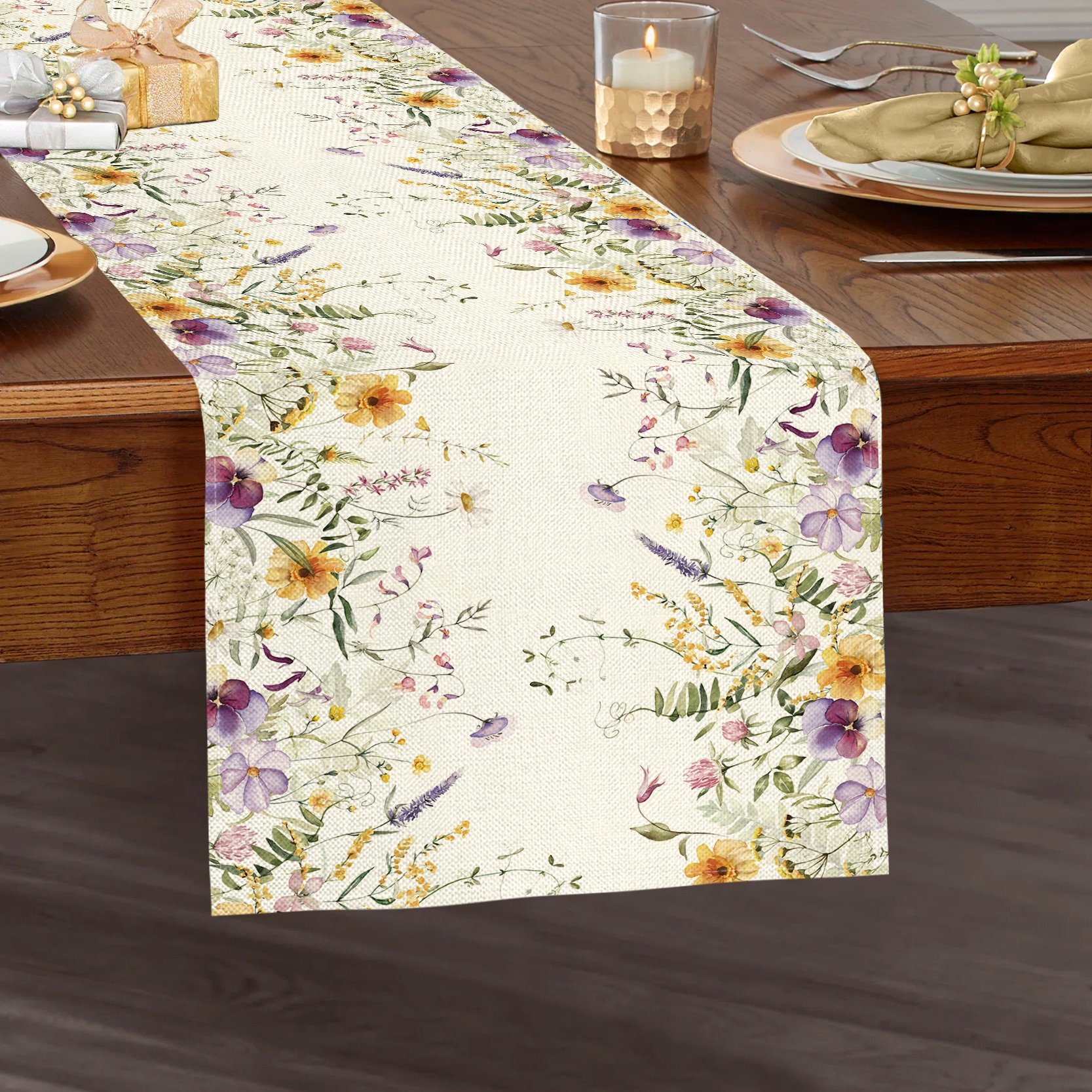 Floral Table Runner, Wildflower Table Decor, Summer Kitchen Decor ...