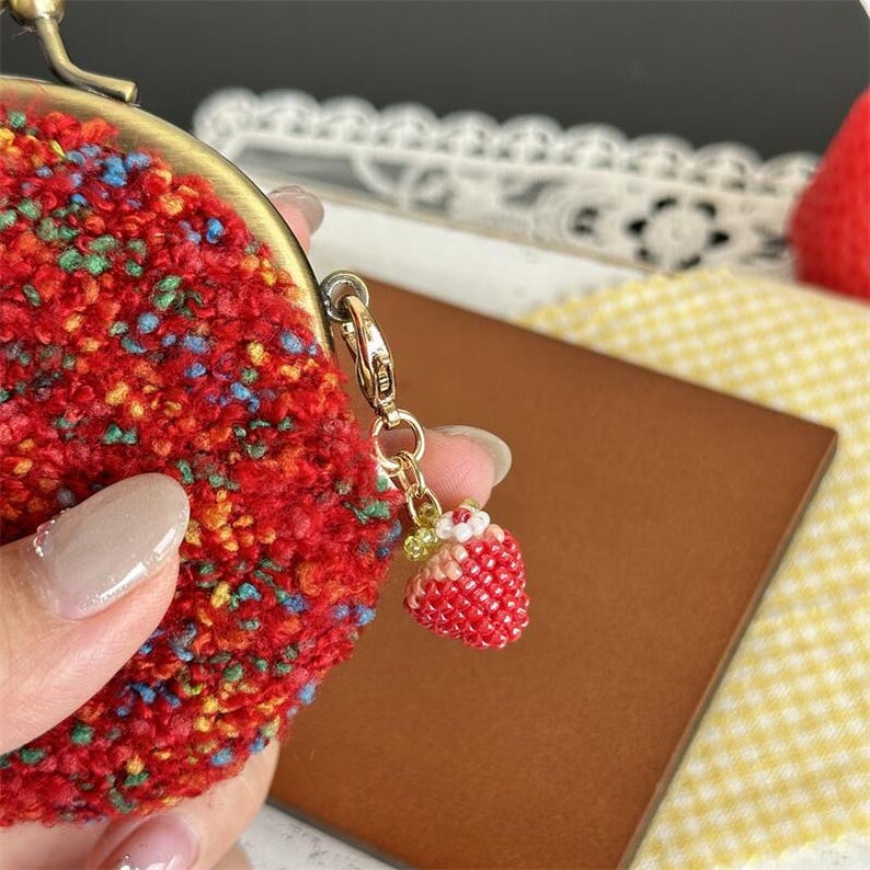 Cute Handmade Strawberry Charm for Purse Handbags Bag Accessories Key ...