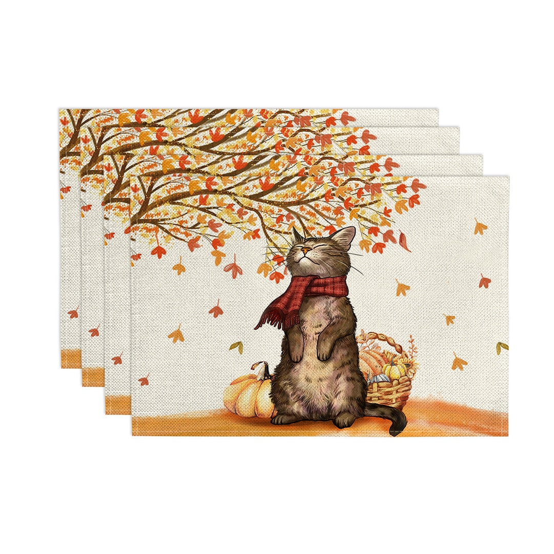 Fall Cat Placemats | Fall Decor | Table Decor | Pumpkin Placemat ...