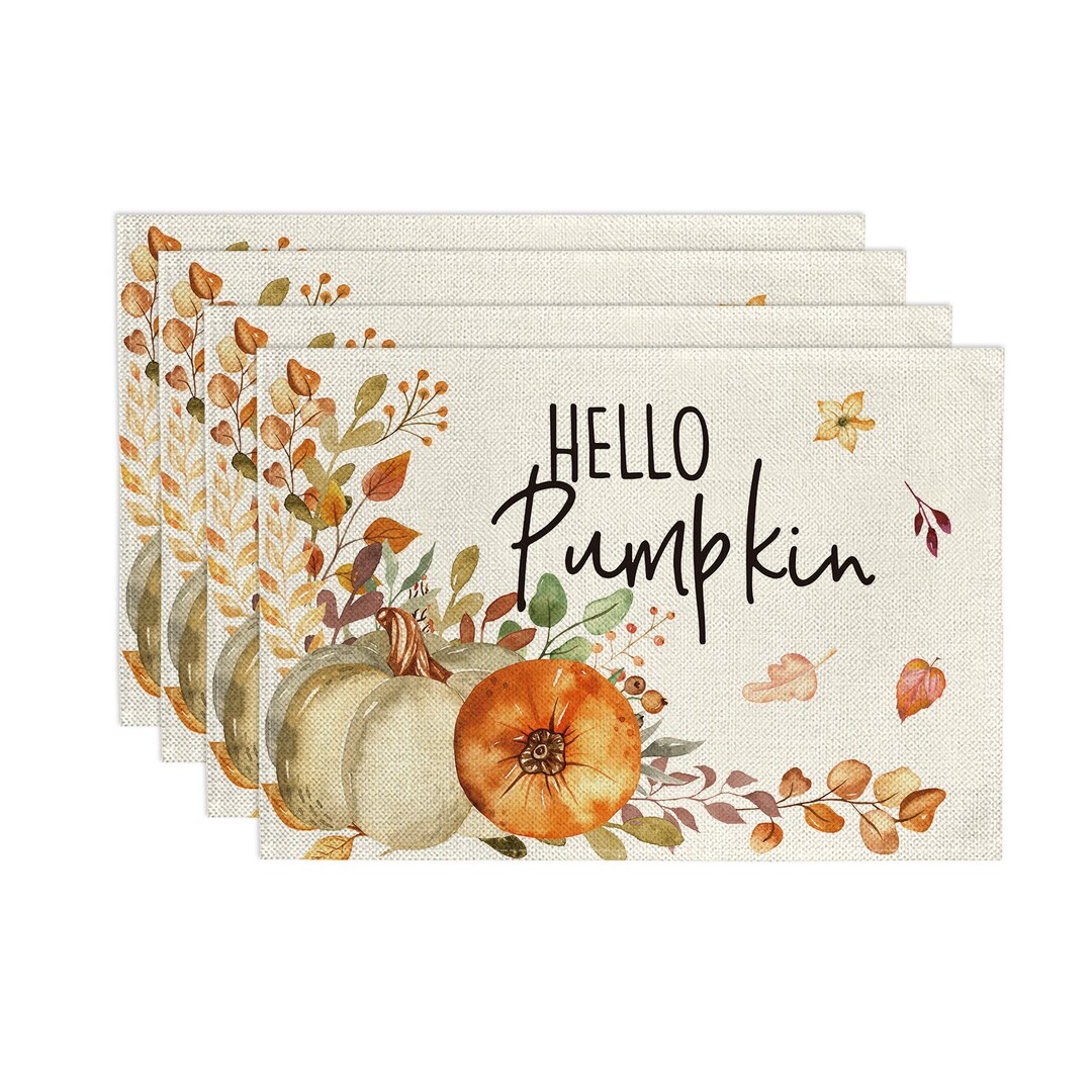Hello Pumpkin Placemats | Fall Leaves Decor | Table Decor ...