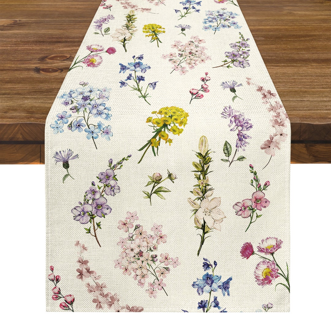 Floral Table Runner, Wildflower Table Decor, Summer Kitchen Decor ...