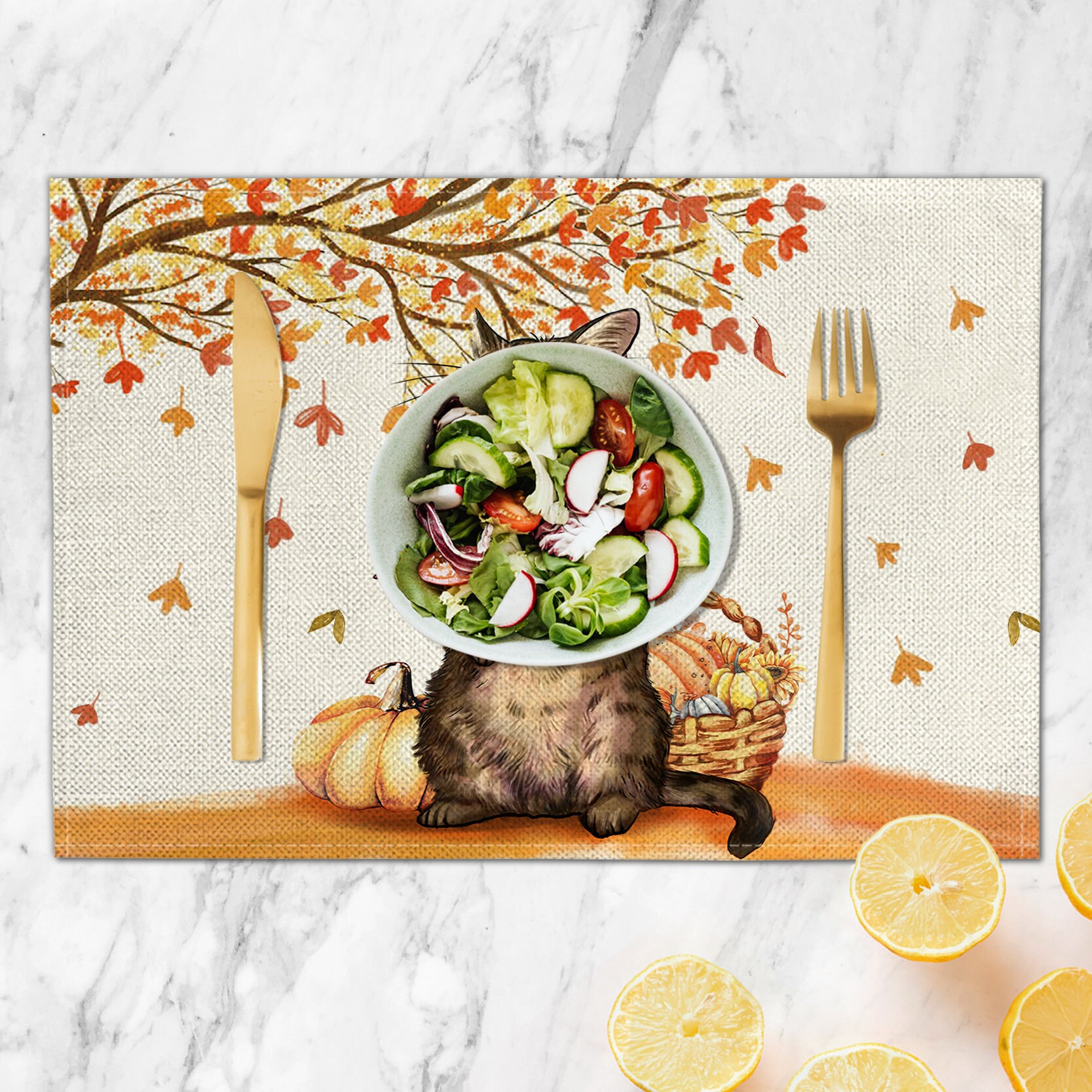 Fall Cat Placemats | Fall Decor | Table Decor | Pumpkin Placemat ...