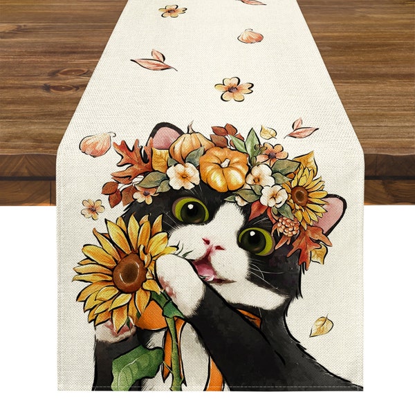 Autumn Cat Table Runner - Etsy