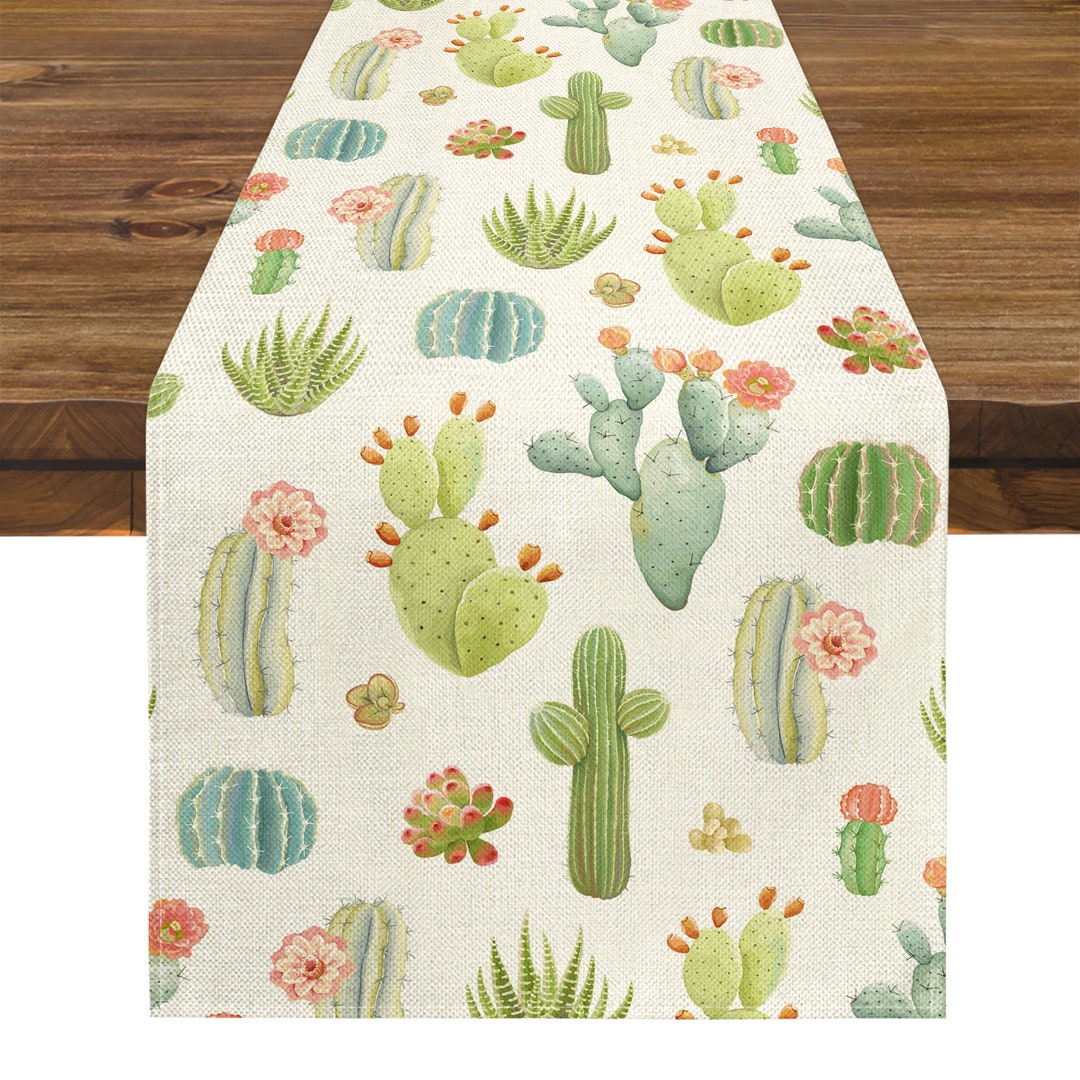 Cactus Succulents Table Runner, Dracaena Trifasciata Table Decor ...