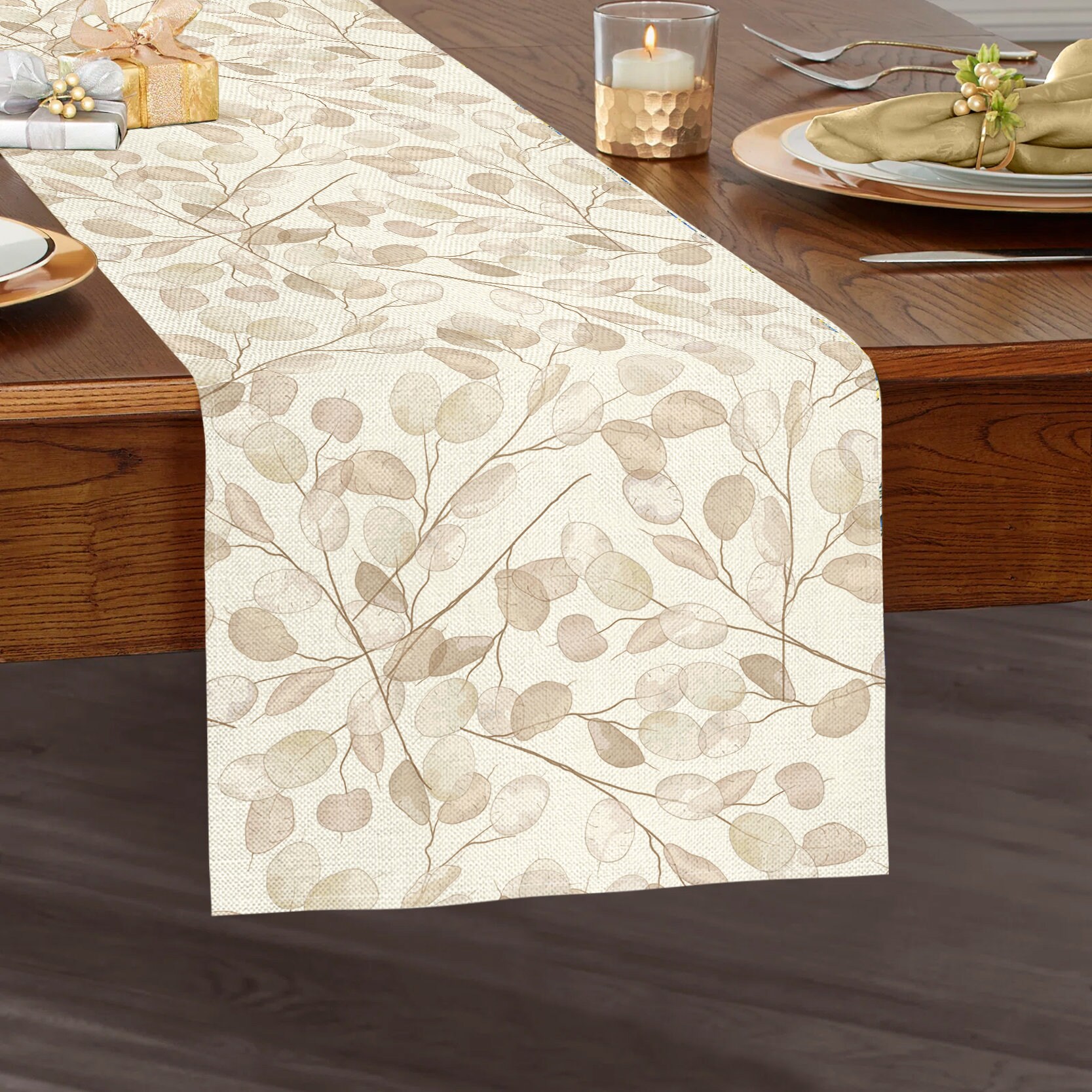 Eucalyptus Table Runner, Leaves Table Decor, Spring/summer Kitchen ...