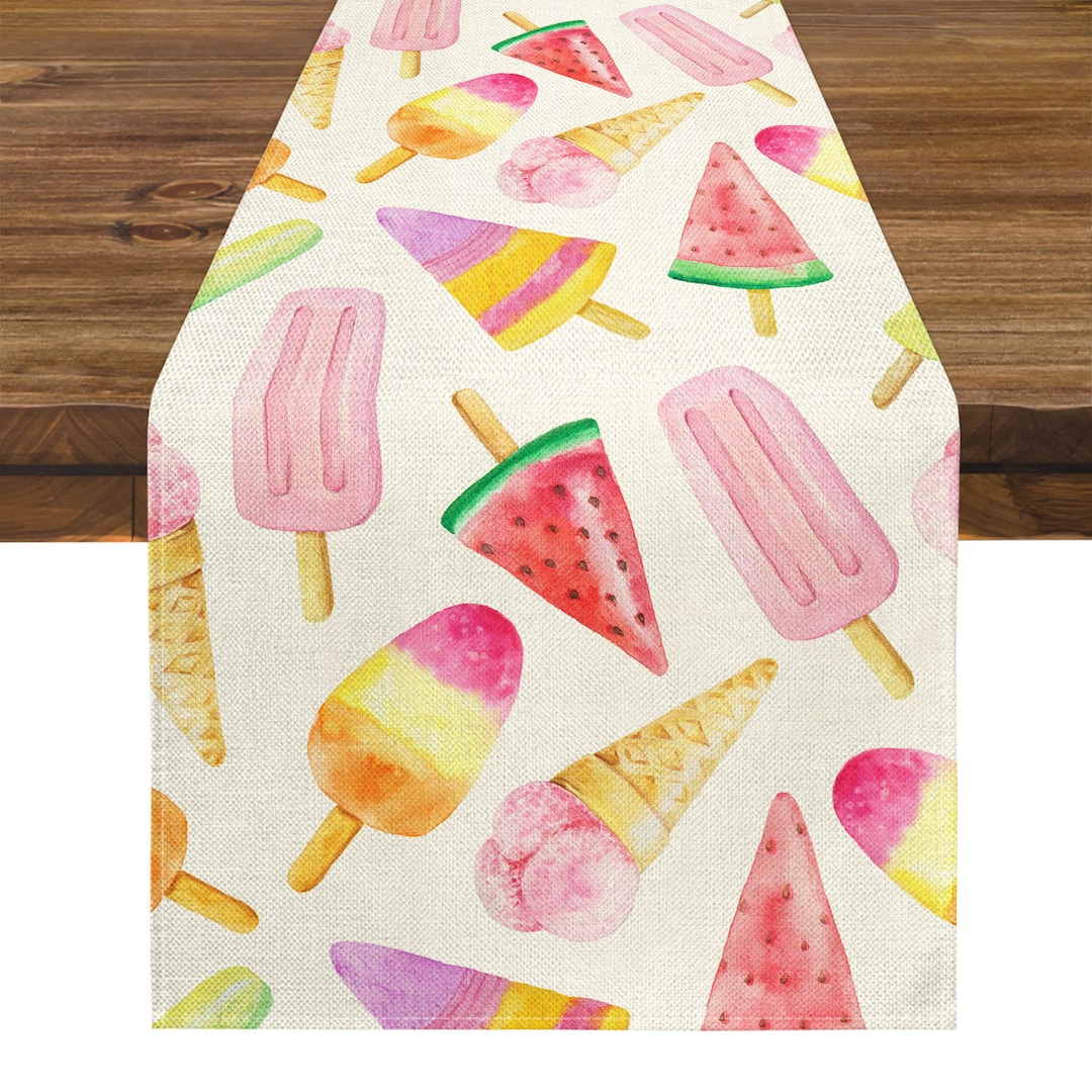 Watercolor Ice Cream Table Runner, Summer Table Decor, Cute Table ...