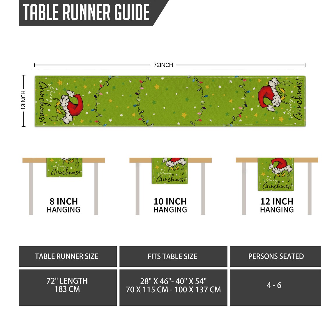 Grinch Table Runner Christmas Decor Winter Decor Merry - Etsy Canada
