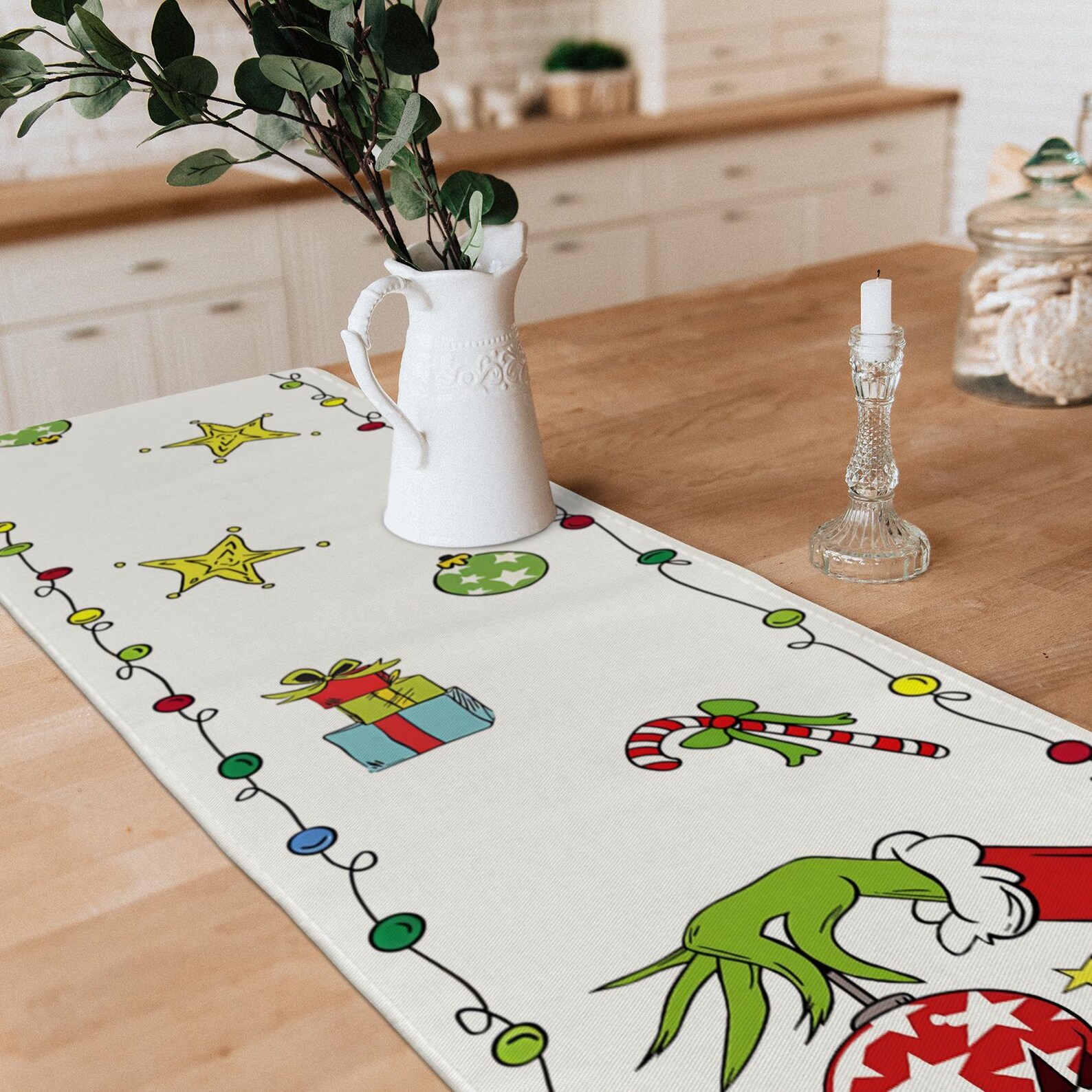 Grinch Coloured Lamp Table Runner Christmas Table Runner New Year ...