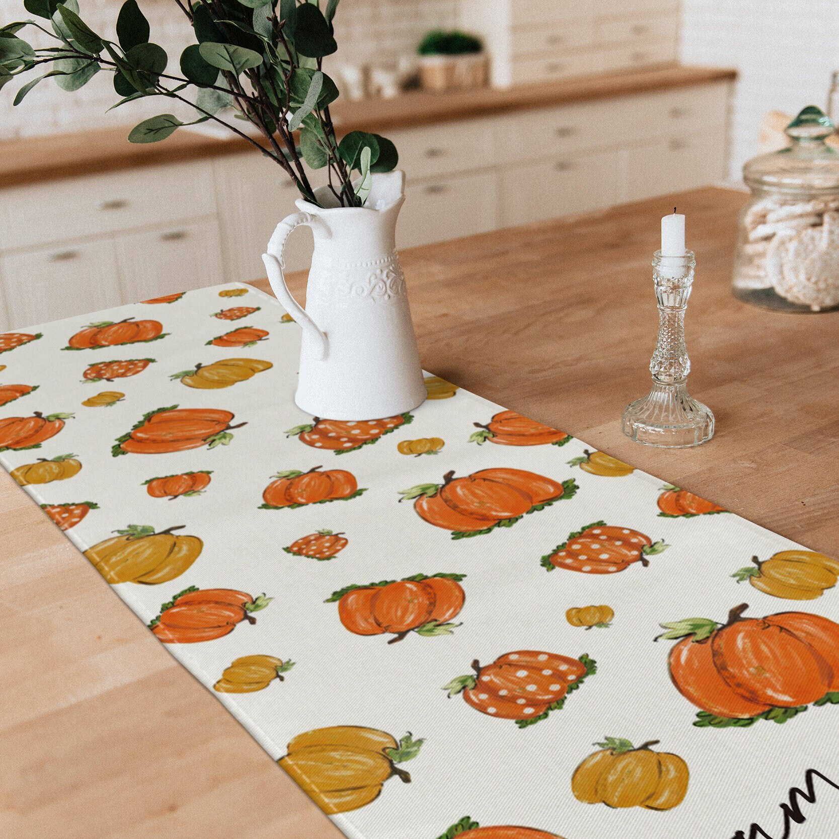 Pumpkins Table Runner, Fall Table Decor, Cute Pumpkin Table Runner ...