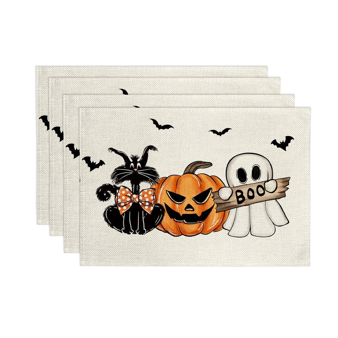Pumpkin Cat Ghost Boo Placemat Halloween Seasonal Holiday - Etsy