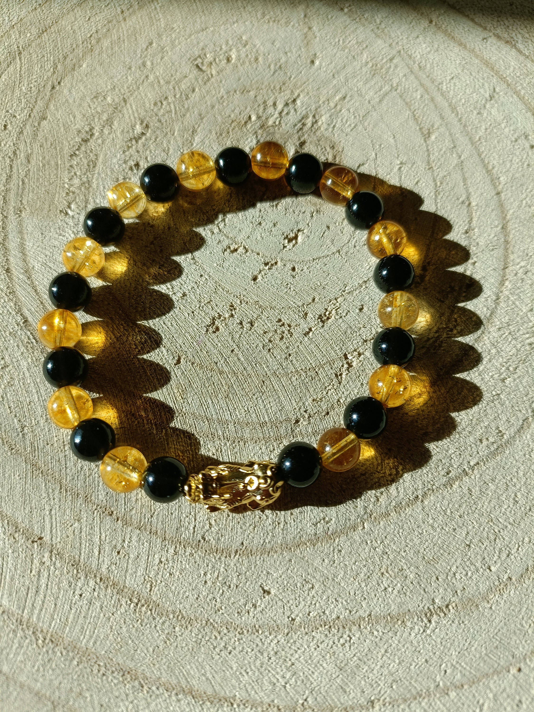 Obsidian Citrine and Pi Xiu Feng Shui Prosperity Bracelet, Wealth and ...