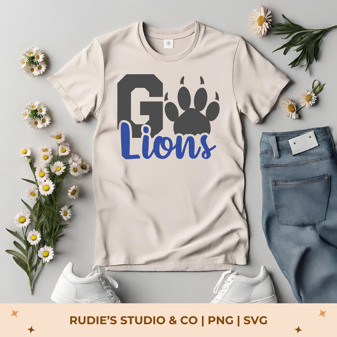 Go Lions SVG, Go Lions Png, Go Lions With Paw Print, Lions Mascot SVG ...