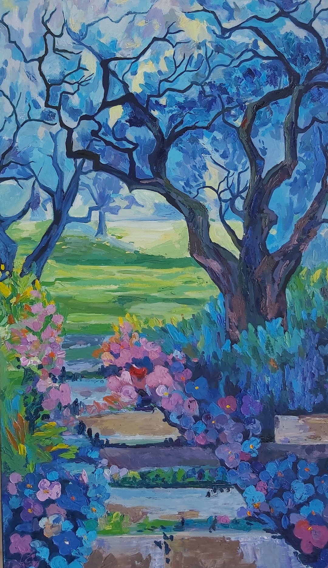 Blue Landscape Large Original Painting on Canvas - Etsy