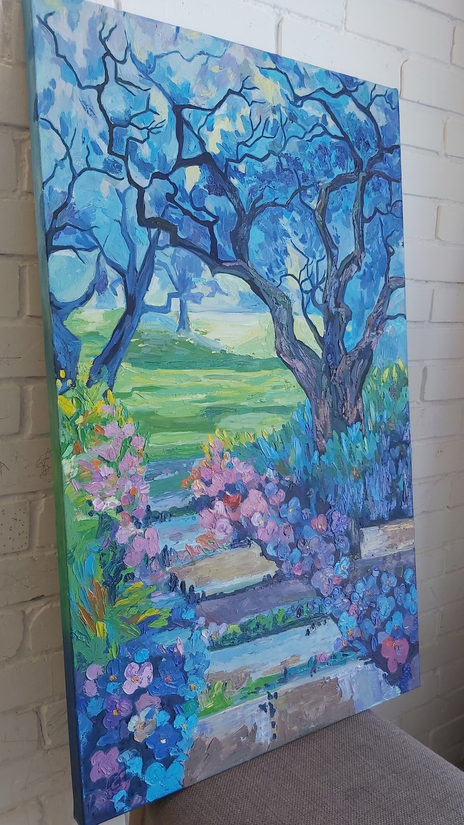 Blue Landscape Large Original Painting on Canvas - Etsy