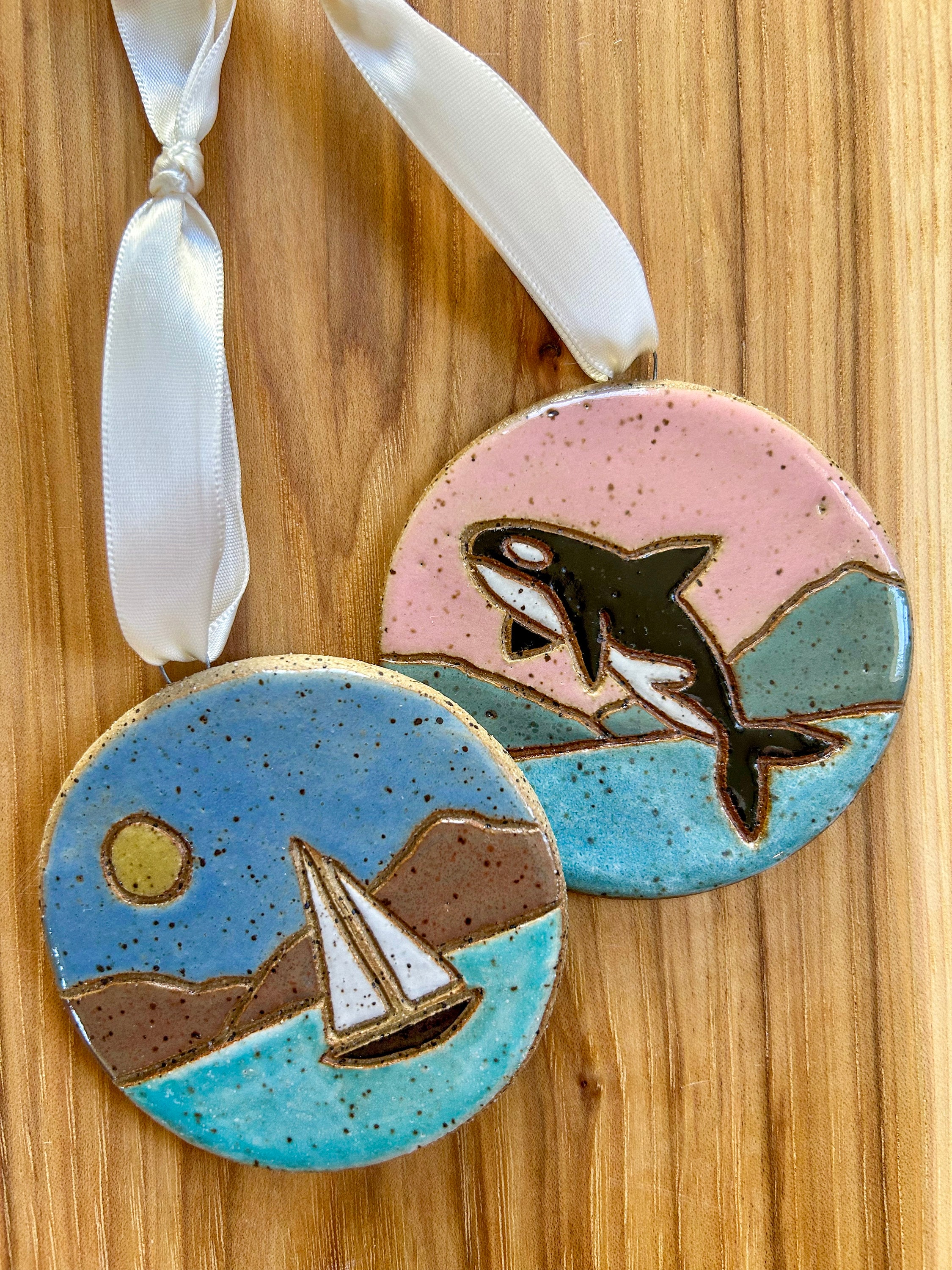 Handmade Ceramic Ornaments Nature Inspired Christmas Ornament Carved ...