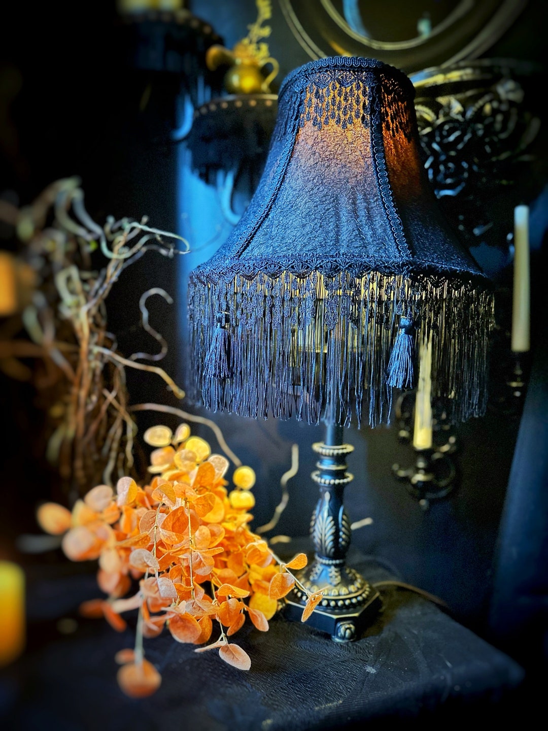 Gothic Victorian-style Lamp, Goth Lamp Shade, Dark Academia, Table Lamp ...