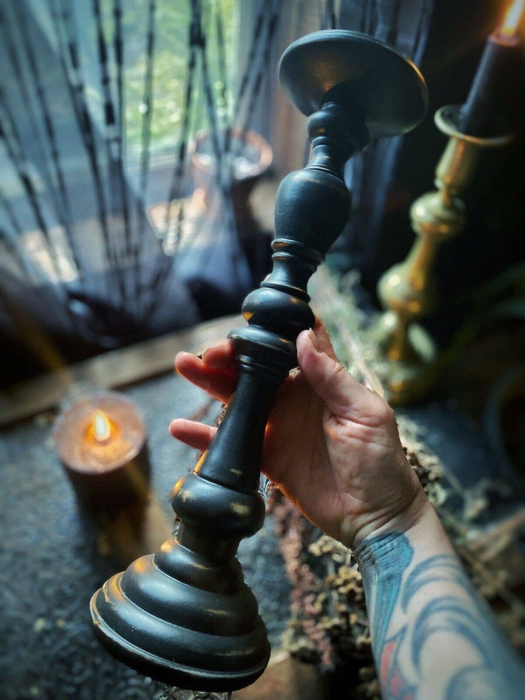 Gothic Classic Large Pillar Candle Holder, Gothic Decor, Gothic ...