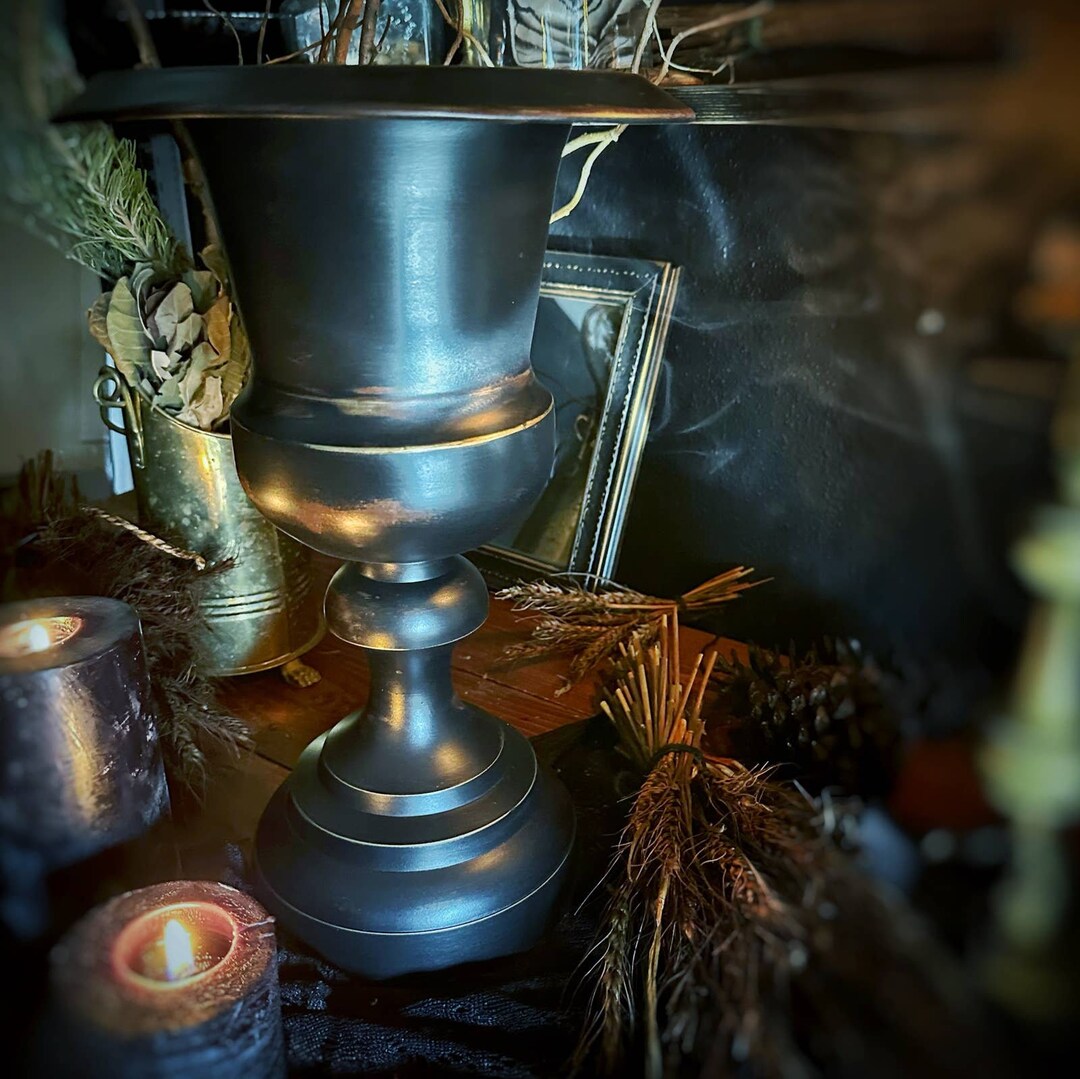 Gothic Metal Urn Shaped Planter, Gothic Vase, Herb Vase, Gothic Home ...