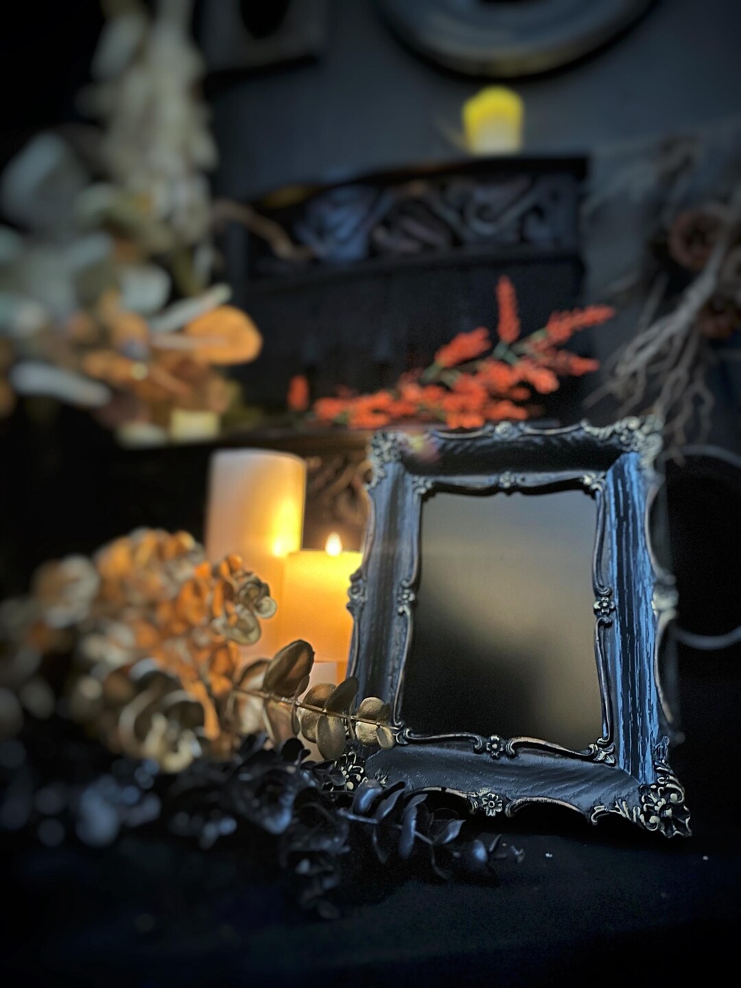 Gothic Scrying Mirror, Vintage Frame, Witchy Decor, Alter Tools, Gothic ...