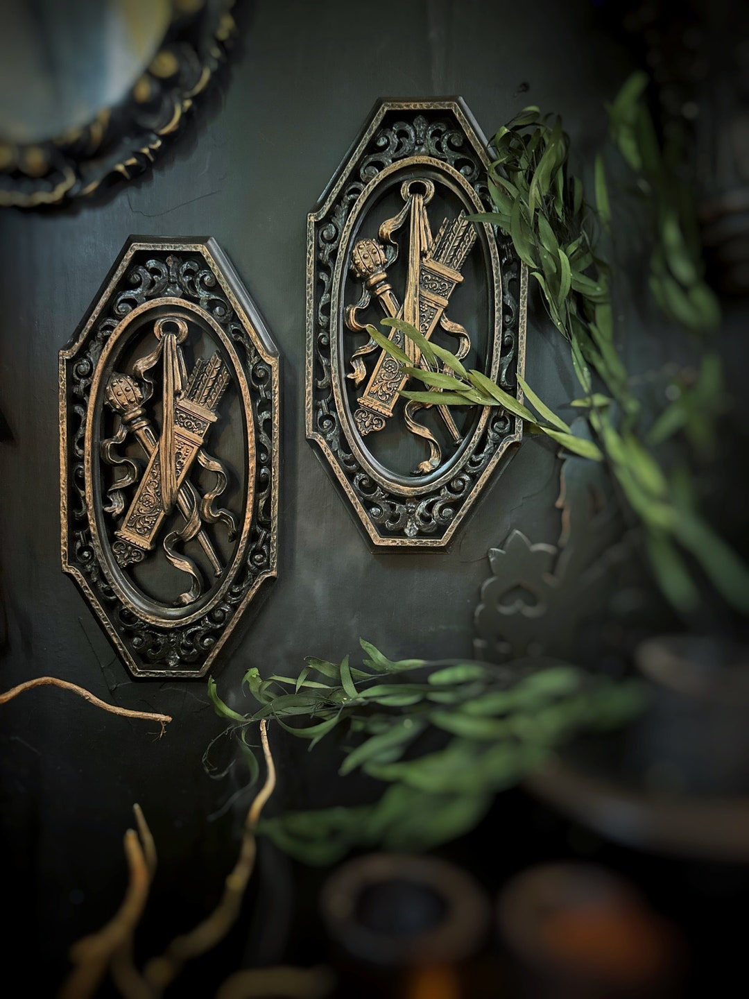 Gothic Medieval Homco Wall Plaques, Black Home Decor, Dark Academia ...