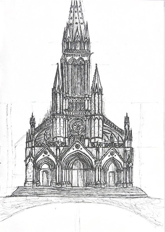 Gothic Architecture Drawing Gothic Cathedral Of Amiens. Yann LEROY