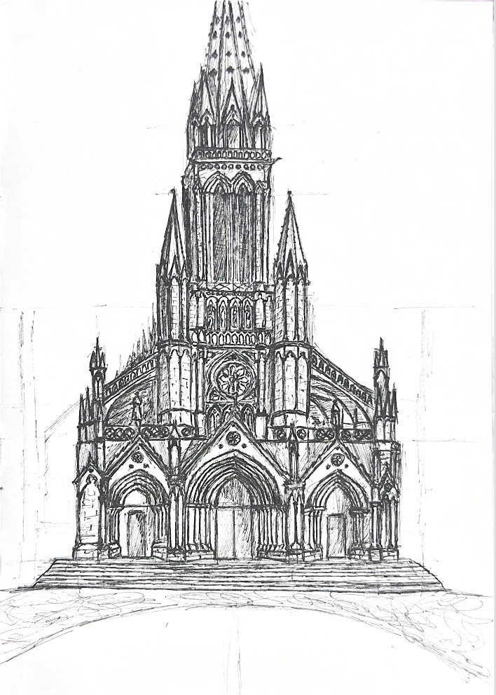 Gothic Cathedral Drawing