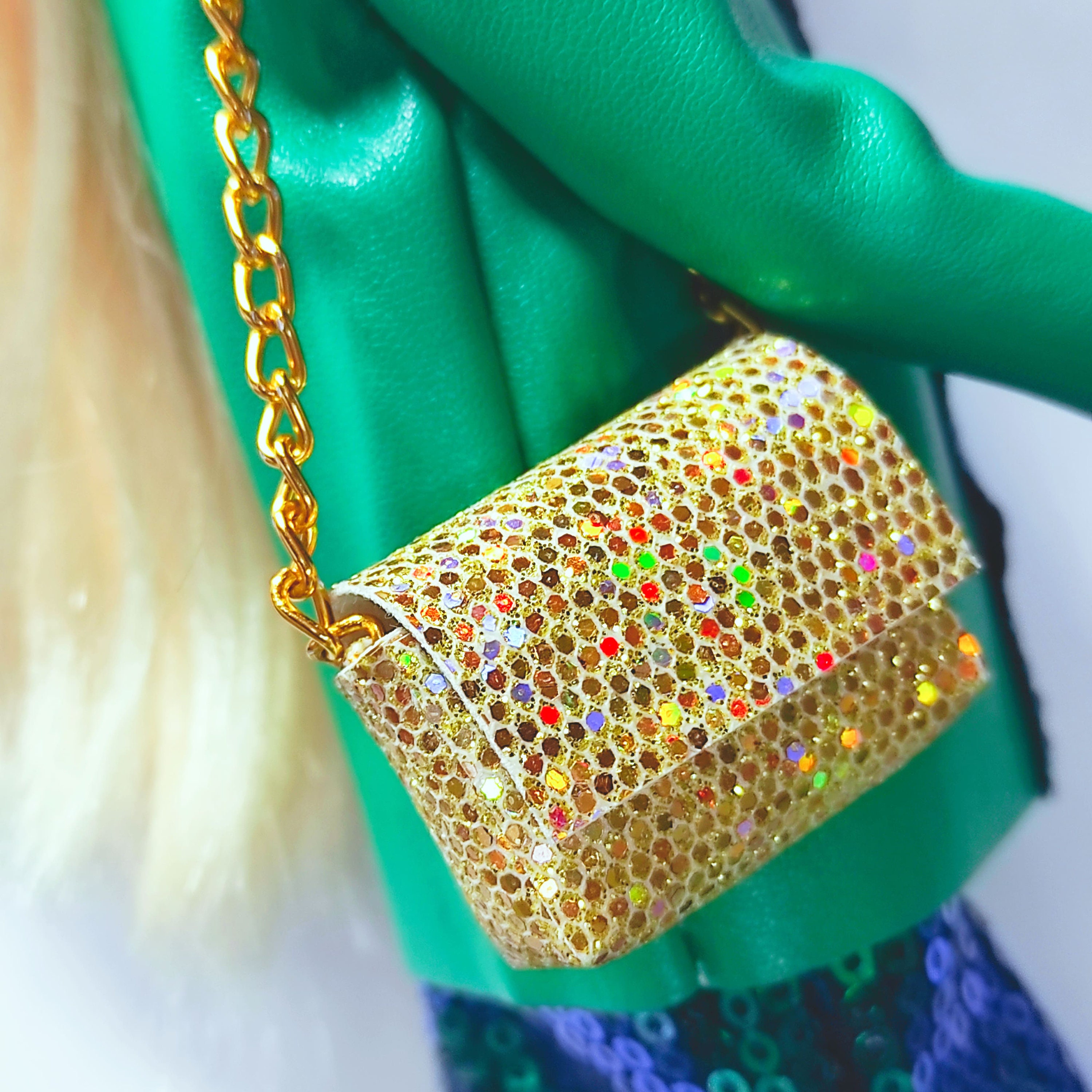 Miniature Fashionable Purse , Handbag for Doll barbie , Gold Miniature ...